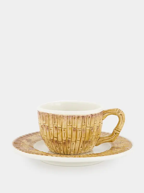 LES-OTTOMANS Bamboo Ceramic Tea Cup - Brown