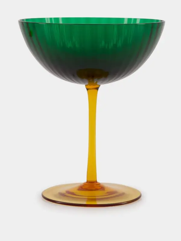 La DoubleJ Glass Champagne Coupe Set - Green