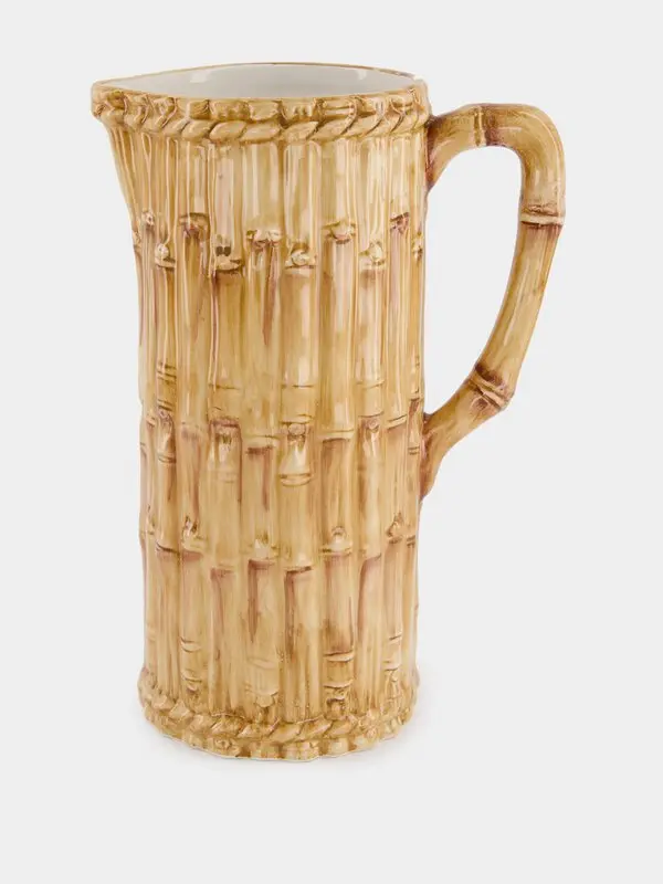LES-OTTOMANS Bamboo Ceramic Jug - Brown