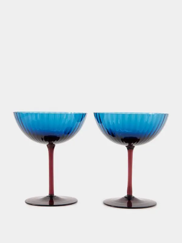 La DoubleJ Blu Fumé Champagne Coupe Set - Blue