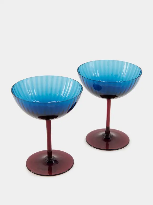 La DoubleJ Blu Fumé Champagne Coupe Set - Blue