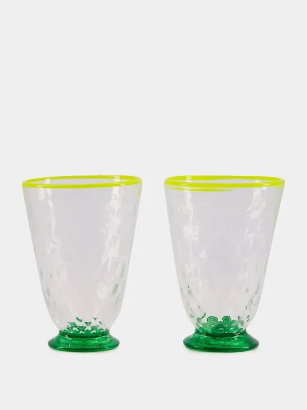 La DoubleJ Set Of Quilted Murano Glasses - Green