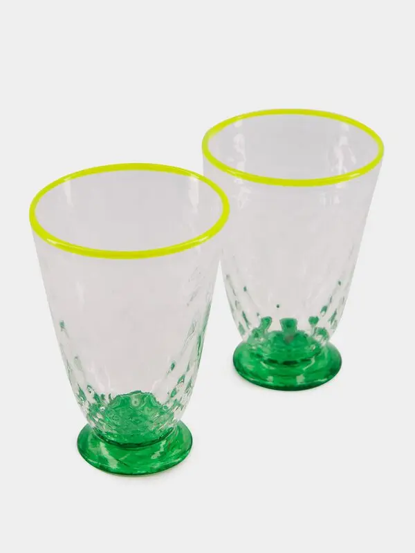 La DoubleJ Set Of Quilted Murano Glasses - Green