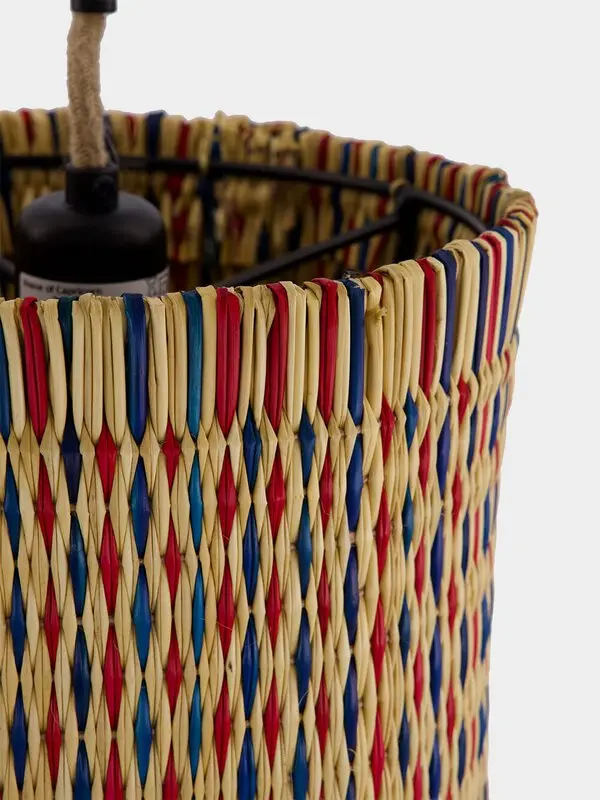 HOUSE OF CAPRICORN Handmade Coruche Natural, Red And Blue Reed Large Wall Lamp