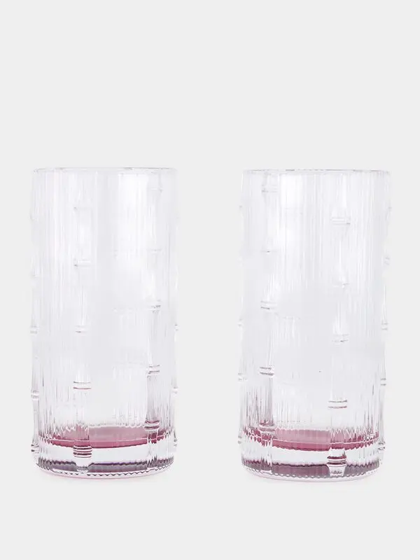 La DoubleJ Solid Bamboo Highball Glasses Set Of 2 - Pink