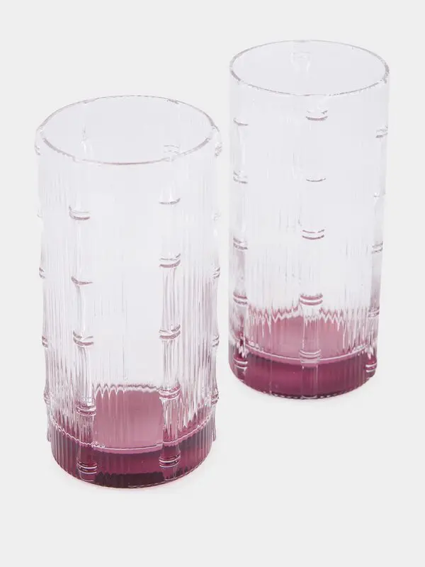 La DoubleJ Solid Bamboo Highball Glasses Set Of 2 - Pink