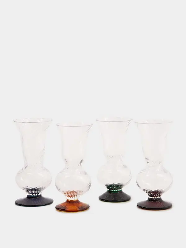 La DoubleJ Murano Glass Sippers Set Of 4 - Multicolour
