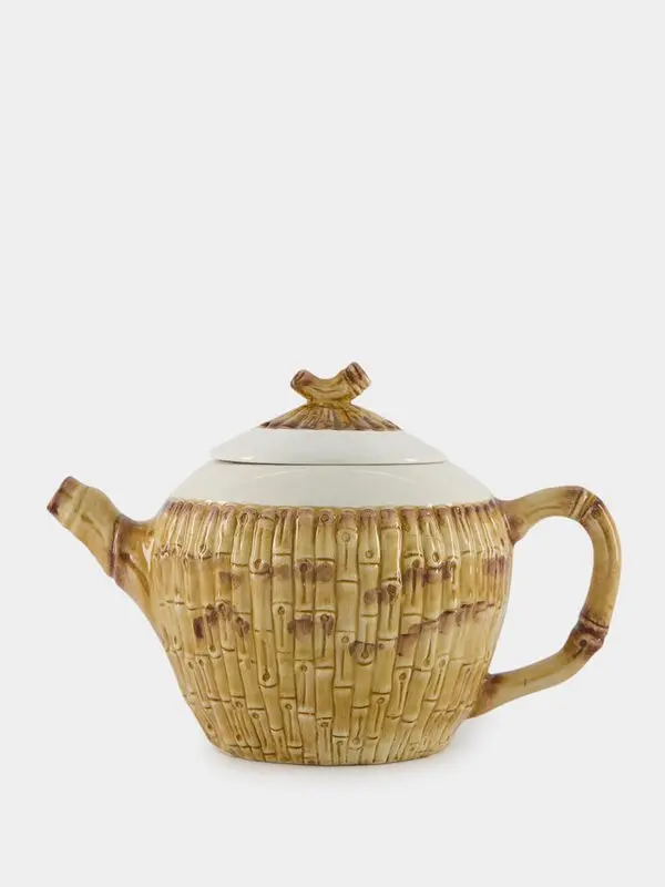 LES-OTTOMANS Bamboo Ceramic Teapot - Brown