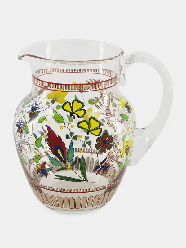 LOBMEYR Water Pitcher With Hand-painted Floral Design - Multicolour