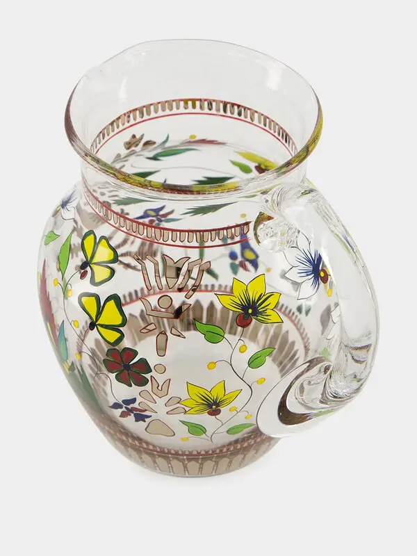 LOBMEYR Water Pitcher With Hand-painted Floral Design