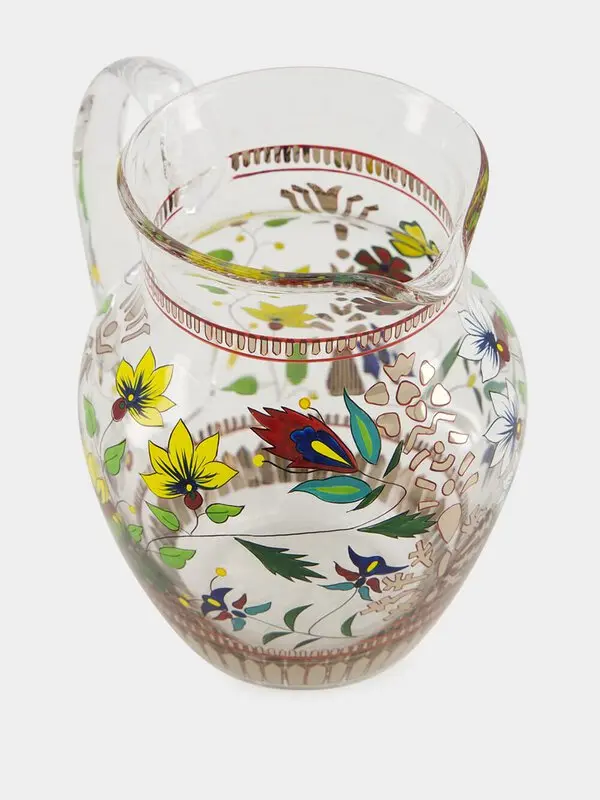 LOBMEYR Water Pitcher With Hand-painted Floral Design