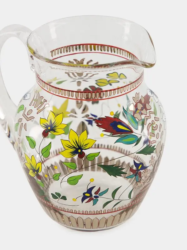 LOBMEYR Water Pitcher With Hand-painted Floral Design