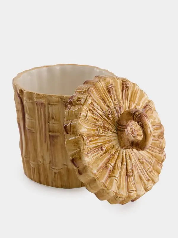 LES-OTTOMANS Bamboo Ceramic Sugar Bowl