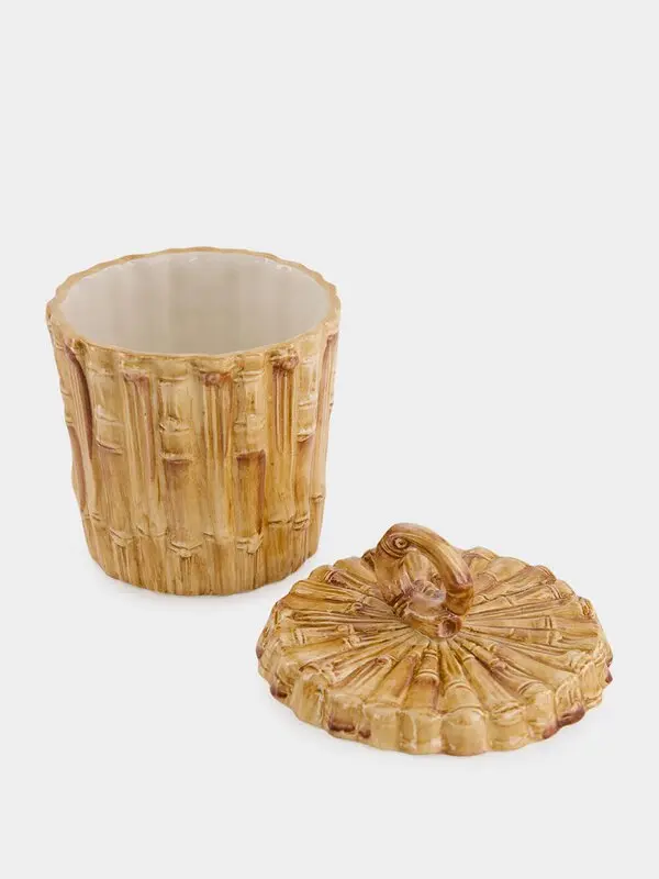 LES-OTTOMANS Bamboo Ceramic Sugar Bowl