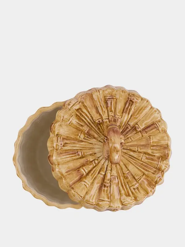 LES-OTTOMANS Bamboo Ceramic Sugar Bowl