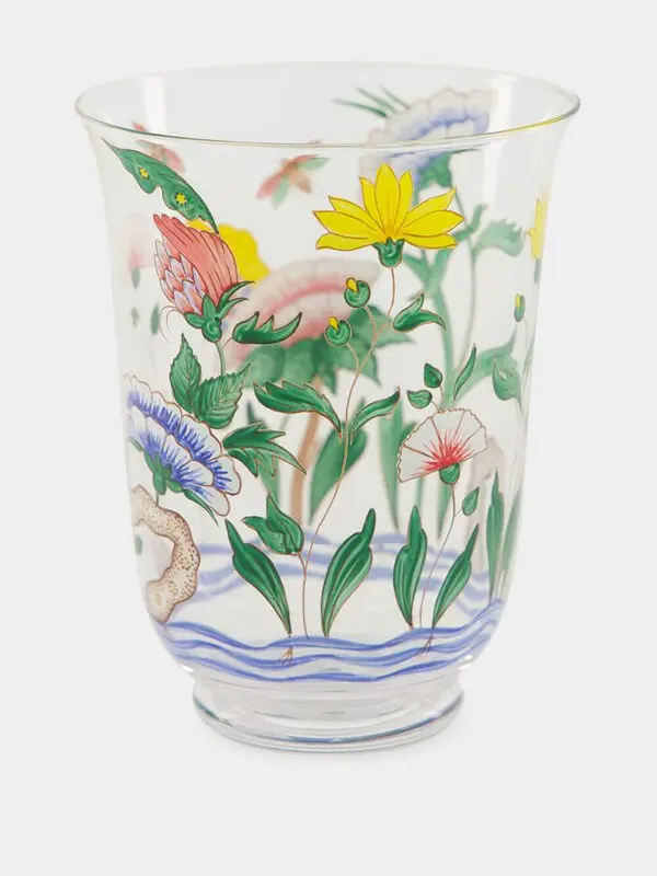 LOBMEYR Large Crystal Tumbler Chinese Flowers