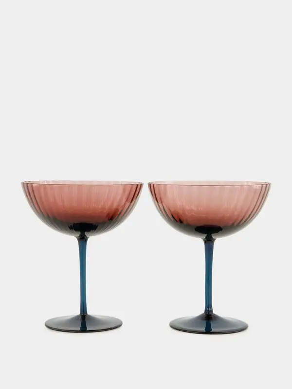 La DoubleJ Viola Murano Glass Champagne Coupe Set Of 2 - Purple