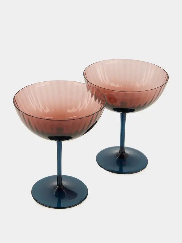 La DoubleJ Viola Murano Glass Champagne Coupe Set Of 2 - Purple