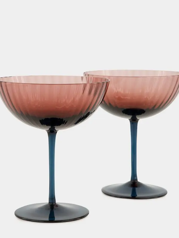 La DoubleJ Viola Murano Glass Champagne Coupe Set Of 2 - Purple