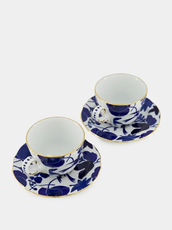La DoubleJ Wildbird Porcelain Tea Cup Set