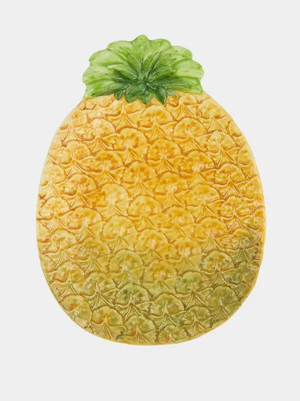LES-OTTOMANS Pineapple Ceramic Serving Platter - Yellow