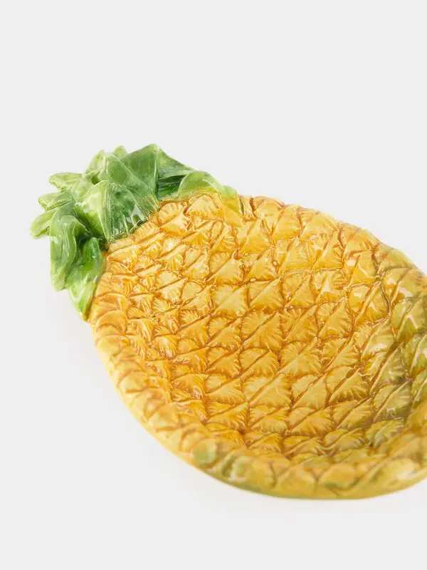 LES-OTTOMANS Set Of 2 Handpainted Pineapple Ceramic Side Plates