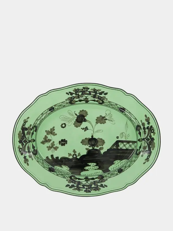 GINORI 1735 Oriente Italiano Bario Large Oval Platter - Green