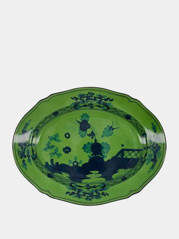 GINORI 1735 Oriente Italiano Malachite Oval Platter - Green