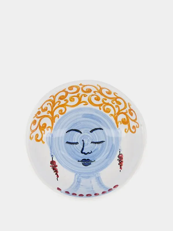 LES-OTTOMANS Handpainted Faces Ceramic Bowl - Multicolour