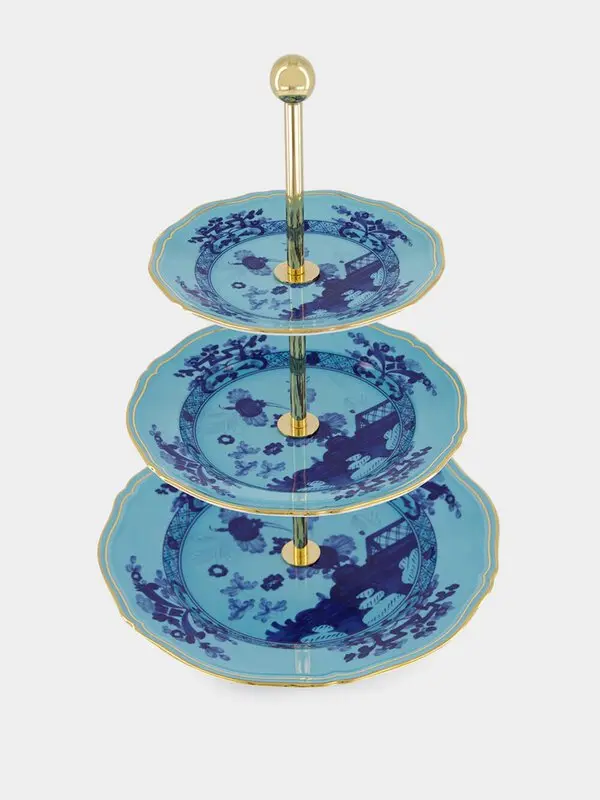 GINORI 1735 Iris Oriente Italiano 3-tier Serving Stand - Blue