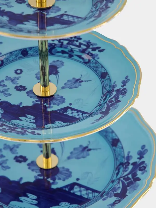 GINORI 1735 Iris Oriente Italiano 3-tier Serving Stand - Blue