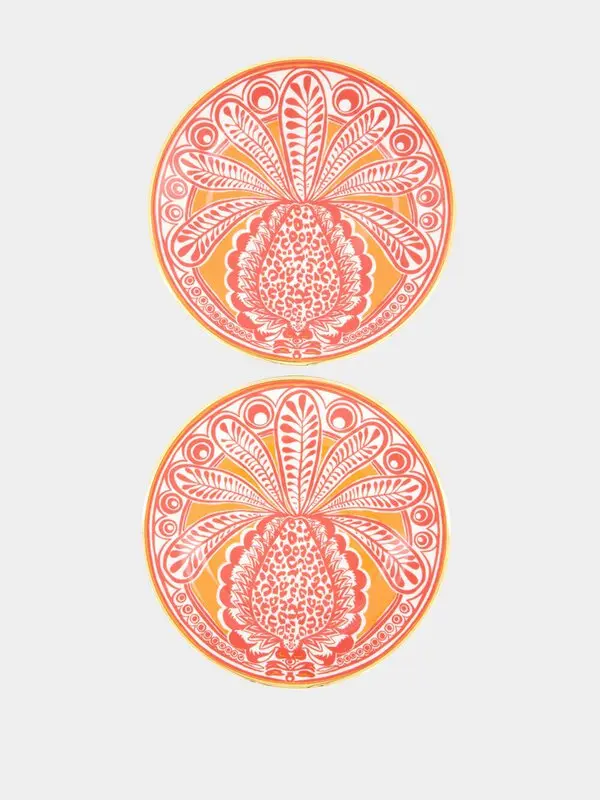 La DoubleJ Set Of 2 Pineapple Dessert Plates - Red