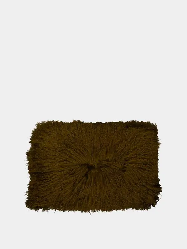 Maison De Vacances Tibetan Goat And Linen Cushion - Green