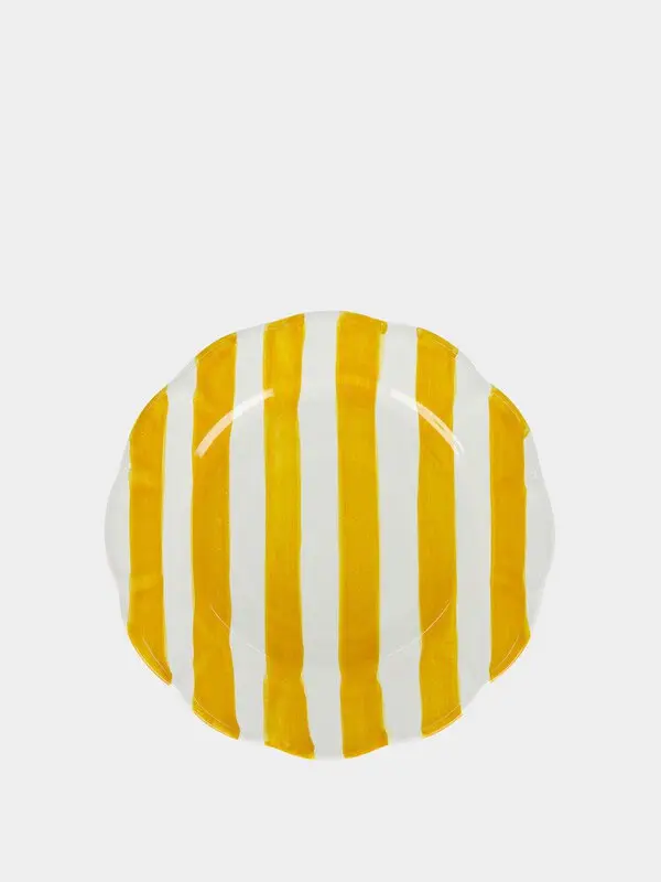 POPOLO Ocher Stripe Dessert Plate - Yellow