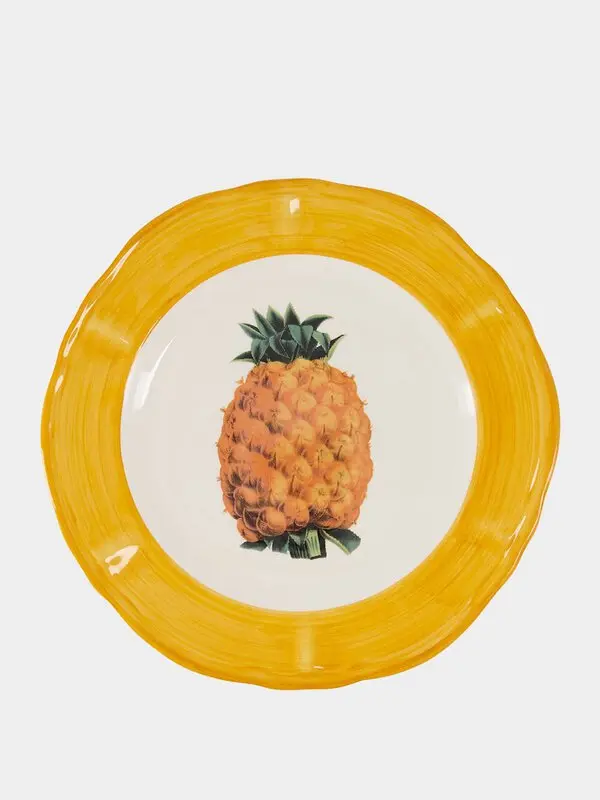 LES-OTTOMANS Botanical Pineapple Dinner Plate - Orange
