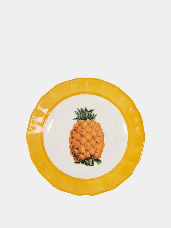 LES-OTTOMANS Botanical Pineapple Dessert Plate - Orange