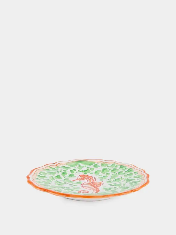 LES-OTTOMANS La Menagerie D'ete Seahorse Dessert Plate - Orange