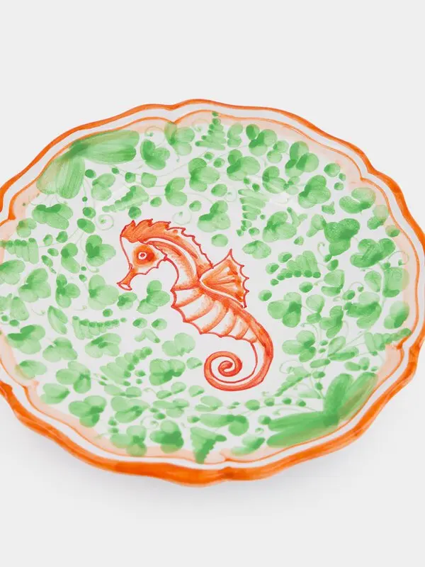 LES-OTTOMANS La Menagerie D'ete Seahorse Dessert Plate - Orange