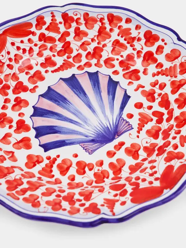 LES-OTTOMANS La Menagerie D'été Shell Dinner Plate - Red