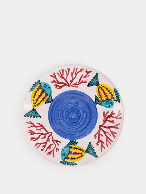 LES-OTTOMANS Sicily Hand-painted Ceramic Plate - Multicolour