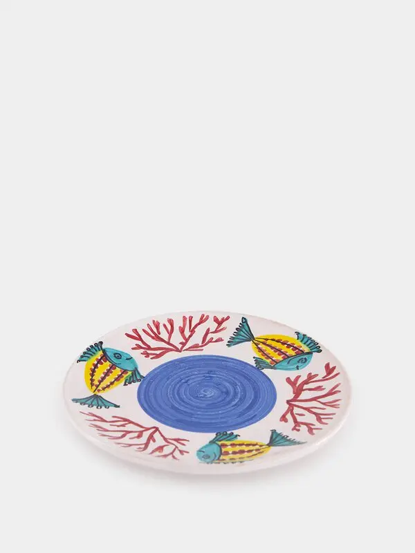 LES-OTTOMANS Sicily Hand-painted Ceramic Plate - Multicolour
