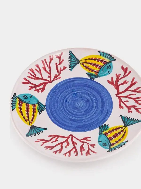 LES-OTTOMANS Sicily Hand-painted Ceramic Plate - Multicolour