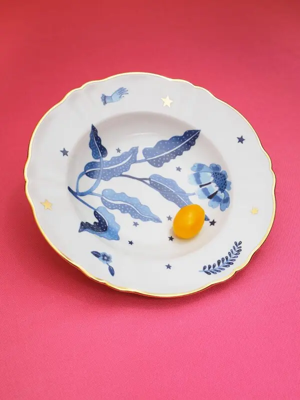 BITOSSI Floral Porcelain Soup Plate - Gold