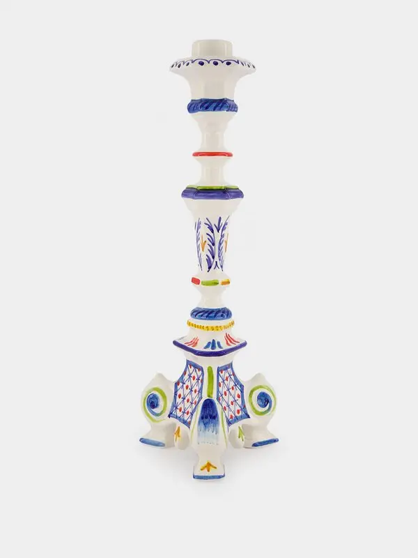 LES-OTTOMANS Turquerie Ceramic Candleholder - Multicolour