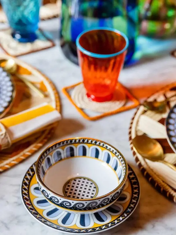 La DoubleJ Napoli Porcelain Snack Bowl Set Of 2 - Multicolour