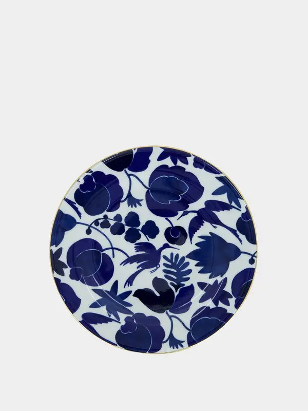 La DoubleJ Wildbird And Bianco Porcelain Dessert Plate Set Of 2 - Blue