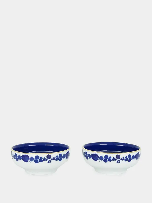 La DoubleJ Porcelain Snack Bowl Set Of 2 - Blue