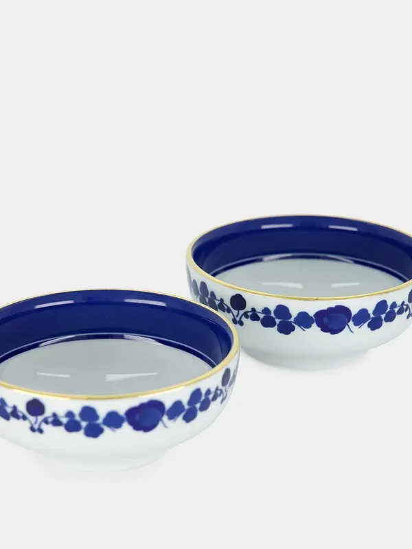 La DoubleJ Porcelain Snack Bowl Set Of 2 - Blue