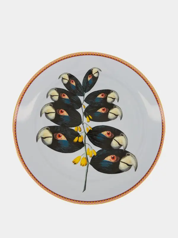 La DoubleJ Parrotstem Decorative Porcelain Plate - Multicolour