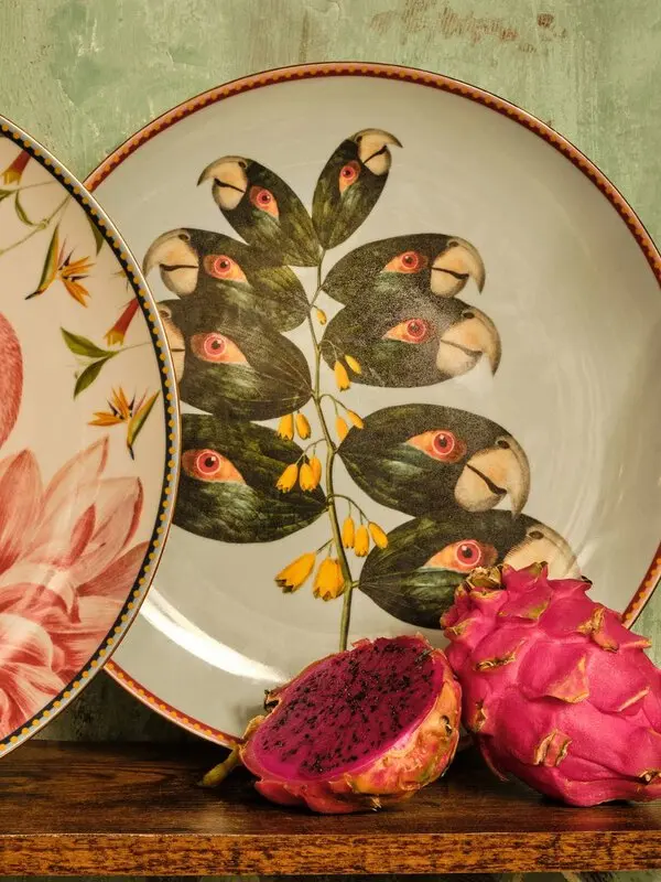 La DoubleJ Parrotstem Decorative Porcelain Plate - Multicolour